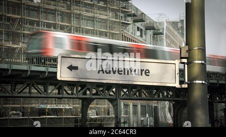 Street Sign the Direction Way to Adventure versus Boredom Stock Photo ...