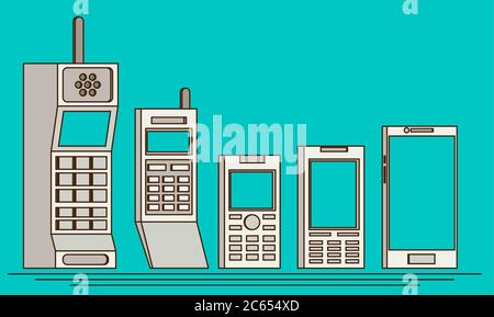 Cell phone evolution illustration. Flat vector Stock Vector Image & Art ...