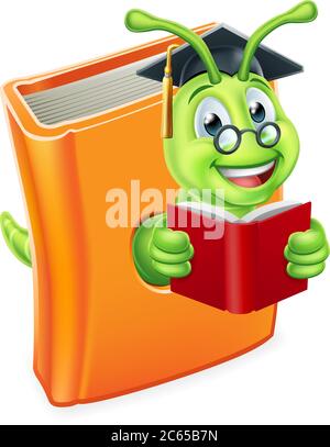 Bookworm Caterpillar Worm in Book Stock Vector Image & Art - Alamy