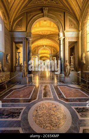 A view of the the Round Hall of the Vatican Museums, where restorers ...