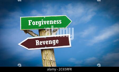 Street Sign the Direction Way to Forgiveness versus Revenge Stock Photo ...