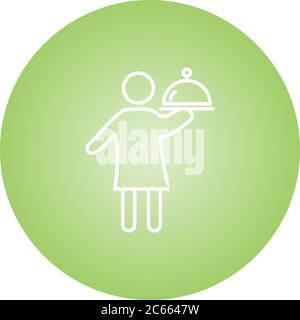 Unique Man Serving Food Vector Line Icon Stock Vector Image & Art - Alamy