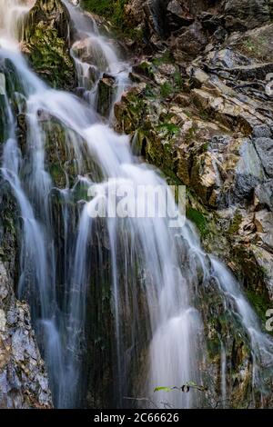 A cascading waterfall in Germany, Munich, surrounded by lush green ...