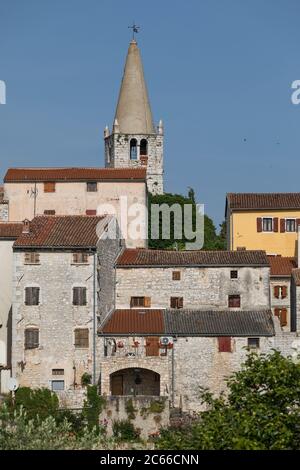 The beautiful ancient city of Bale on a hilltop in Croatia in the ...