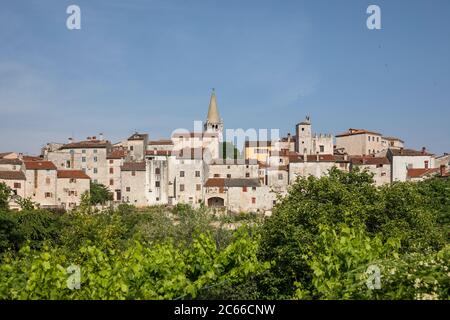 The beautiful ancient city of Bale on a hilltop in Croatia in the ...
