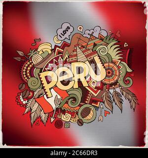 Peru hand lettering and doodles elements background Stock Vector Image ...
