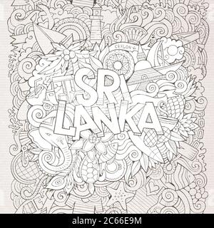 Sri Lanka country hand lettering and doodles elements and symbols ...