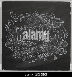 Nepal country hand lettering and doodles elements Stock Vector Image ...