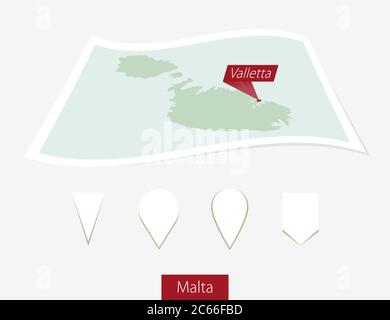 Travel to Malta concept, map with pin on map of Malta. Vacation ...