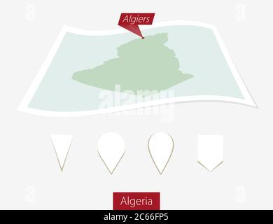 Algeria flag, set of location pin icons of Algeria flag. Vector ...