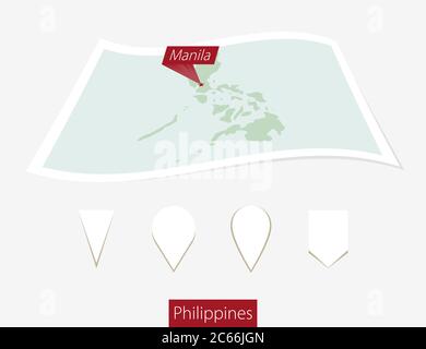 Philippines map with pin of country capital. Two types of Philippines ...
