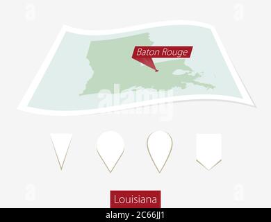 Baton Rouge city map, capital of the USA state of Louisiana. Municipal ...