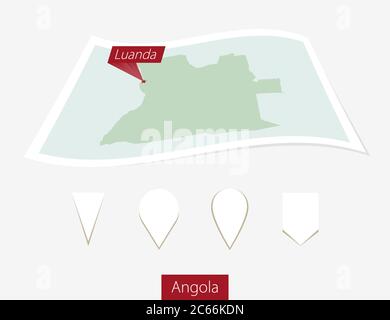 Angola flag, set of location pin icons of Angola flag. Vector ...