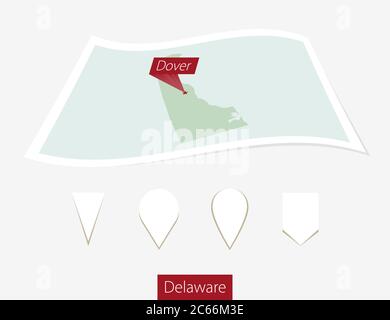 Delaware flag, set of location pin icons of Delaware flag. Vector ...
