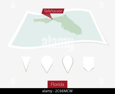 Tallahassee map, capital city of the USA state of Florida. Municipal ...