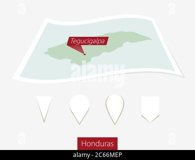 Gray Honduras map on light grey background. Gray Honduras map - vector ...
