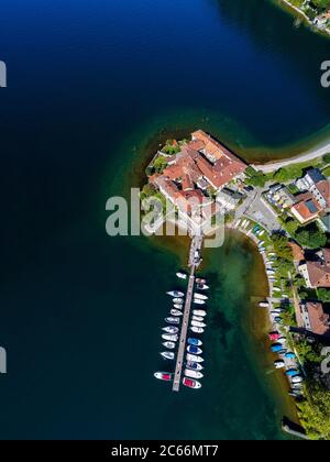 Lierna - Lake Como (IT) - Aerial view of the Castle in the ancient ...