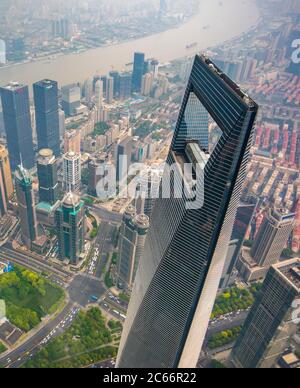 Shanghai Lujiazui financial district city scenery and empty square ...