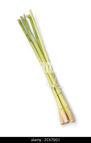 Fresh Lemongrass on a white background - top view Stock Photo - Alamy