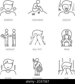 Distrust pixel perfect linear icon. Lack of trust, insecurity. Thin ...