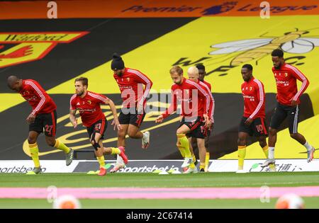 Watford players ahead of the Premier League match at Vicarage Road ...