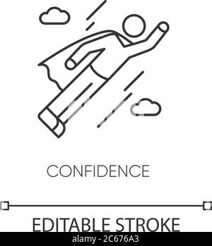 Self confidence pixel perfect linear icon. Thin line customizable ...