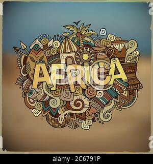 Africa ethnic hand lettering and doodles elements Stock Vector Image ...