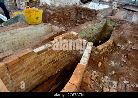 Tomb with coffin in crypt of Bristol church undergoing restoration and ...