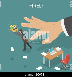 Getting fired isometric flat vector illustration Stock Vector Image ...