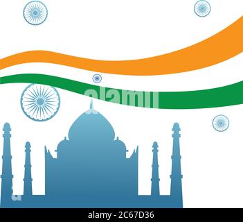 silhouettes famous monuments of india vector illustration design Stock ...