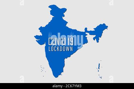 India map and written Covid 19 Lockdown in papercut style and drop ...