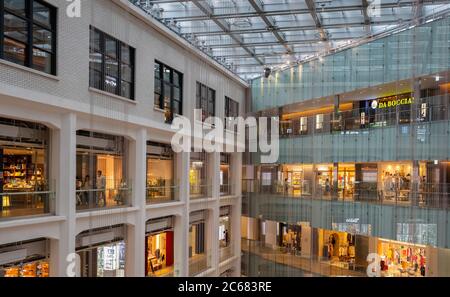 Tokyo, Marunouchi. KITTE building interior. The triangular atrium ...