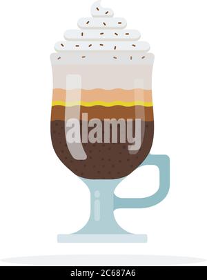 coffee beverage with whipped cream in glass cup icon image Stock Vector ...