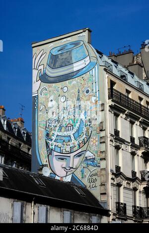 Paris, France, Mural on Apartment Block Stock Photo - Alamy