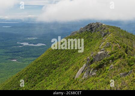 Baxter State Park ME Doubletop Mountain reflects in Kidney Pond Stock ...