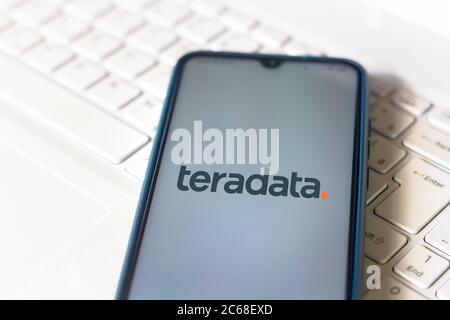 In this photo illustration the Teradata Corporation logo seen displayed ...