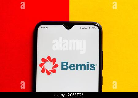 In this photo illustration the Bemis Company logo seen displayed on a ...