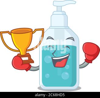 Cartoon soap character fighting with virus isolated on white background ...