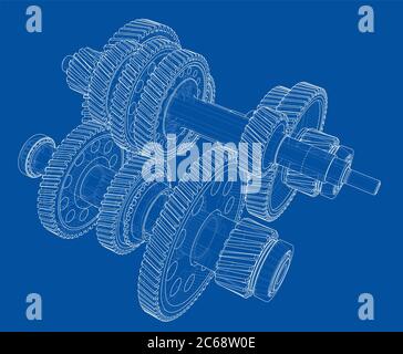 Outline gearbox concept. 3D illustration Stock Photo - Alamy