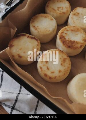 Close-up of cheesecake made in the Japanese style Stock Photo - Alamy