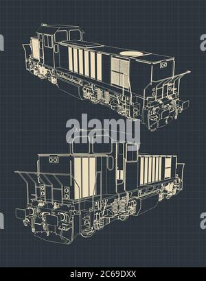 Stylized vector illustration of blueprint of diesel generator Stock ...