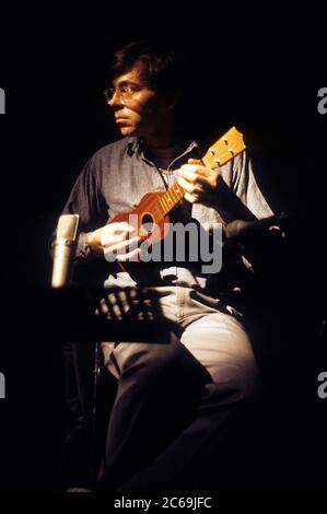 Simon Jeffes from the Penguin Cafe Orchestra doing a sound check at the ...