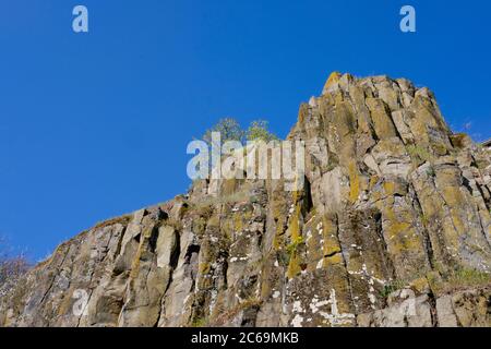 Basalt columns at the Otzberg in Hering, Odenwald, Hesse,Germany Stock ...