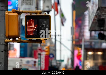 pedestrian red led dont walk hand street traffic sign New York City ...