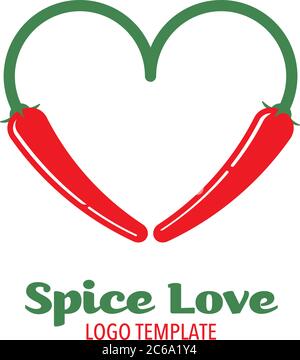 Chili and heart vector logo design. Hot food logo concept vector. Hot ...