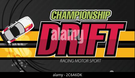 Top view of a drifting cars. Drift banner for web or print. Flat vector ...