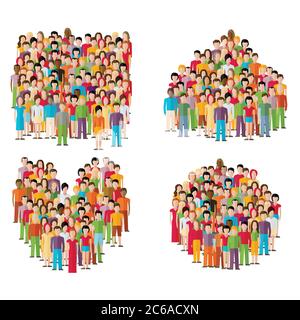 flat illustration of male community with a crowd of guys and men Stock ...