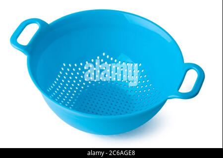 New plastic kitchen colander isolated on white Stock Photo - Alamy