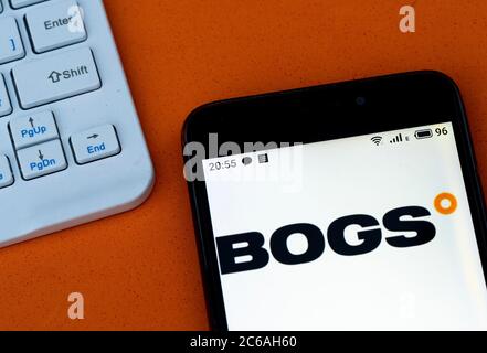 In this photo illustration an e-commerce Bogs logo is seen displayed on ...