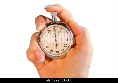Female hand using a stopwatch Stock Photo - Alamy